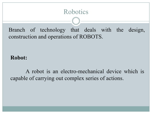Robotics and Embedded System. | PPT