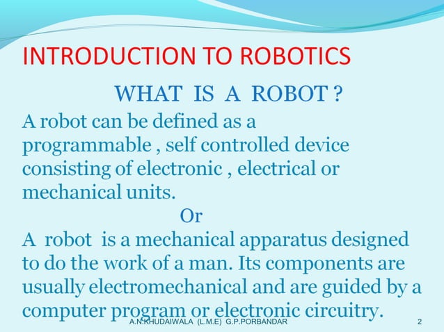 Introduction to Robotics | PPT