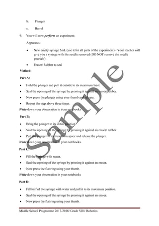Robotics project (sample copy ) | PDF