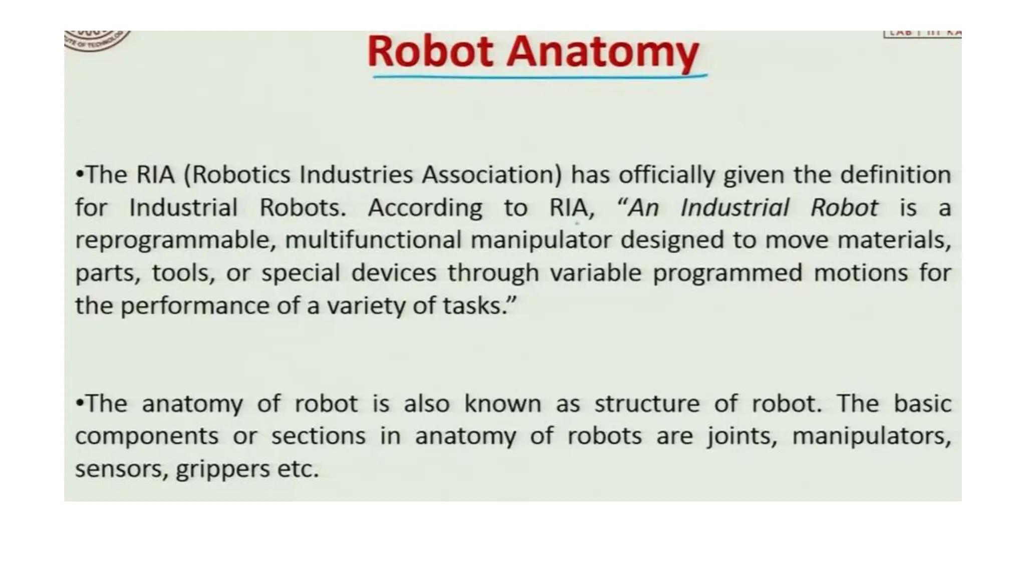 ROBOTICS and AUTOMATION concepts of Robotics.pptx