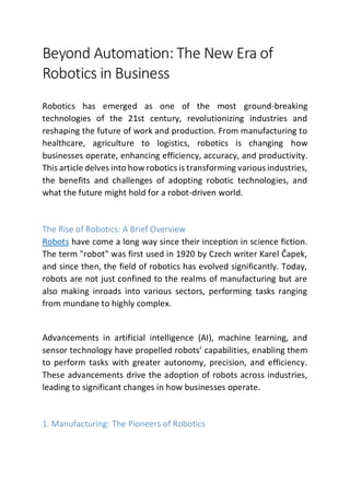 Beyond Automation: The New Era of Robotics in Business | PDF