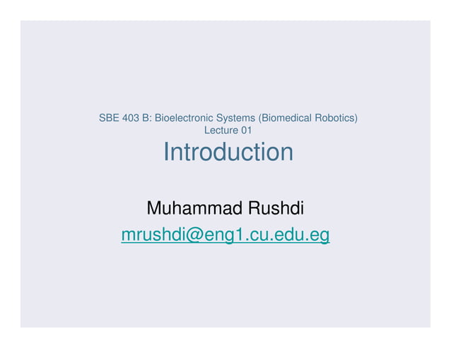 Robotics Introduction lecture | PPT Robotics Introduction lecture | PPT