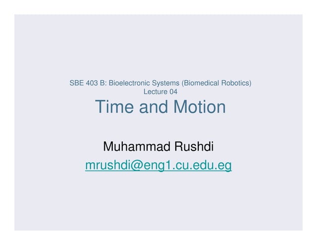 lec 2 Robotics time & motion | PDF | Physics | Science