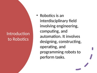 Short Discussion presentation to Introduce Robotics | PPT
