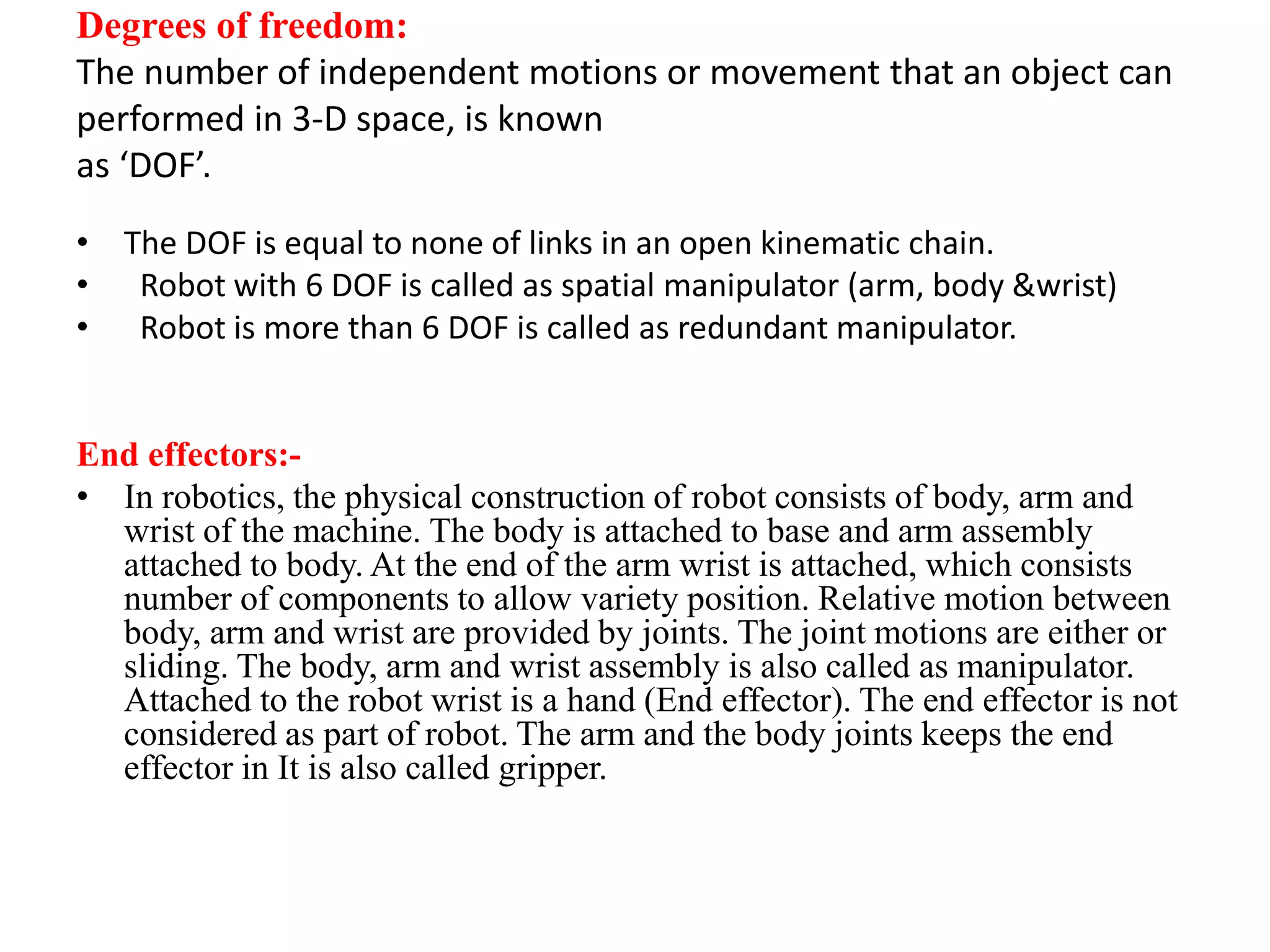 Components of industrial robotics types of arms and end effectors | PPTX