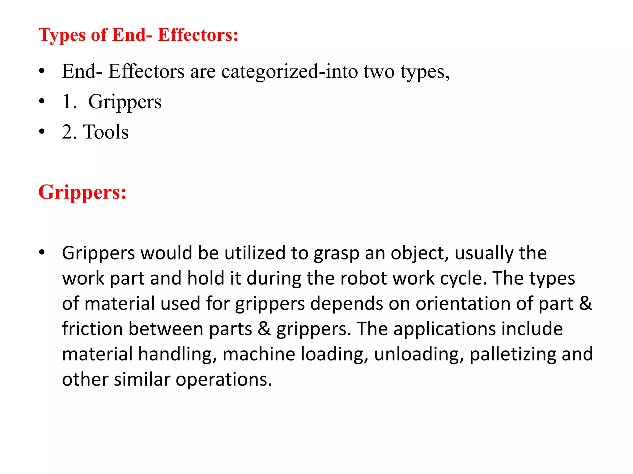 Components of industrial robotics types of arms and end effectors | PPTX