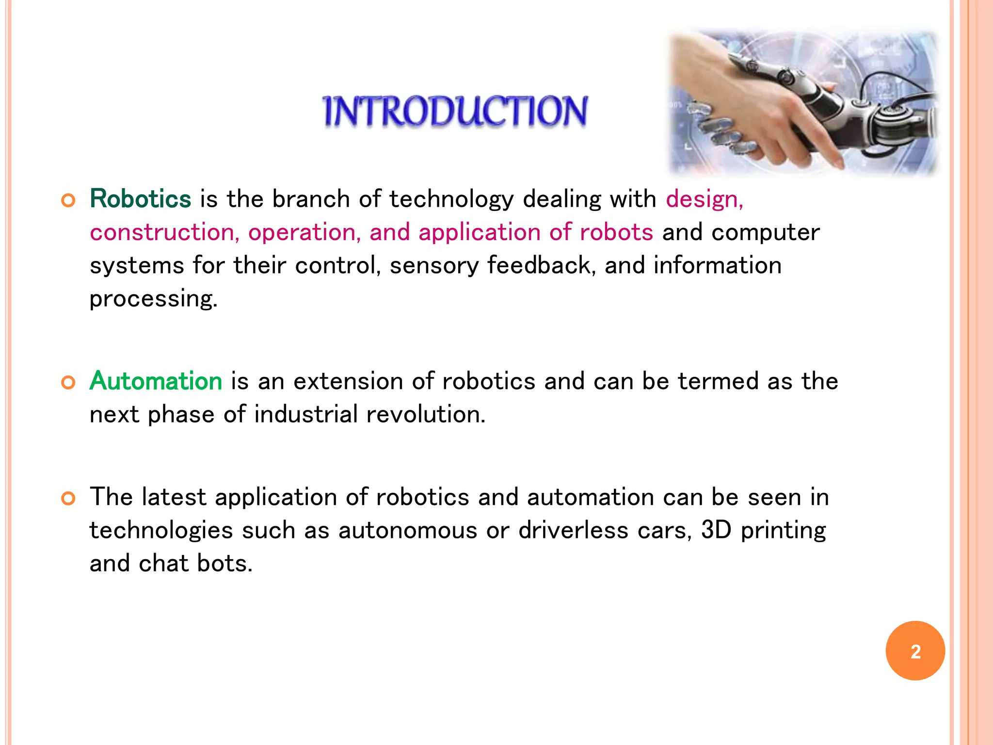 Robotics and automationppt | PPTX