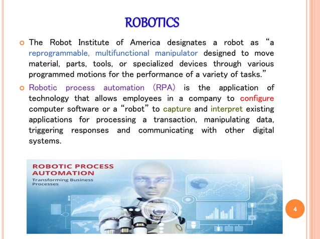 Robotics and automationppt | PPTX | Robotics | Technology & Computing
