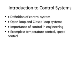 introduction of Robotics & Control Systems | PPTX