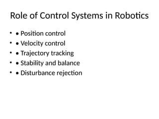 introduction of Robotics & Control Systems | PPTX