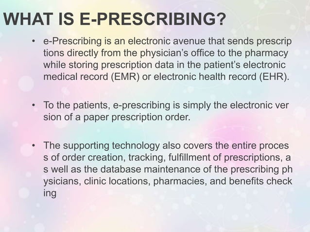 E-prescribing (electronic medical prescribing) | PPTX | Healthcare ...