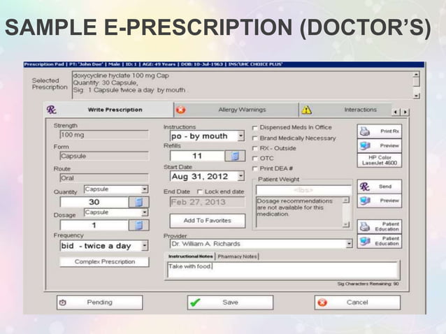 E-prescribing (electronic medical prescribing) | PPTX | Healthcare ...