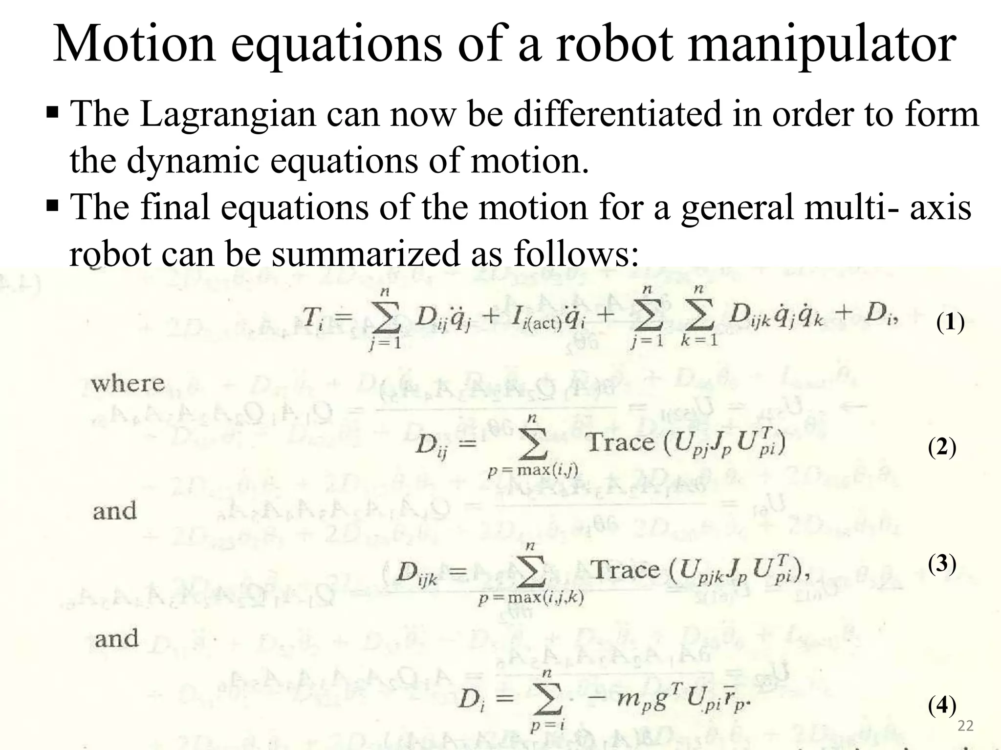 Robotics ch 4 robot dynamics | PPTX