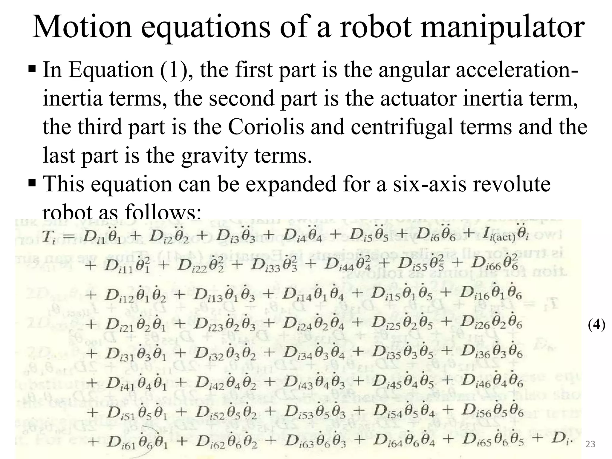 Robotics ch 4 robot dynamics | PPTX