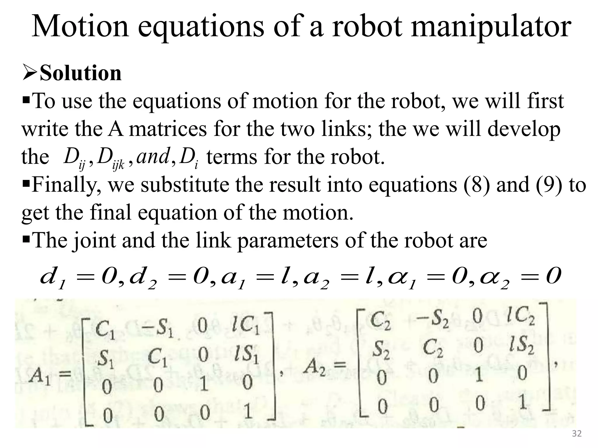 Robotics ch 4 robot dynamics | PPTX