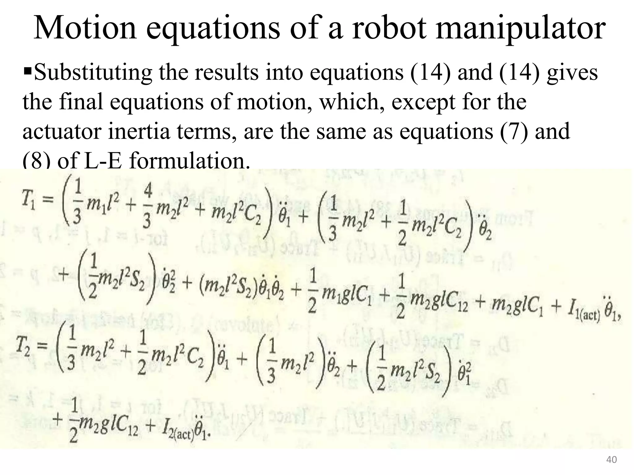 Robotics ch 4 robot dynamics | PPTX
