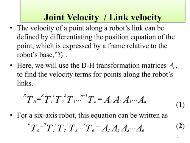 Robotics ch 4 robot dynamics | PPTX