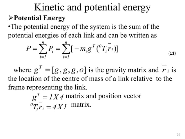 Robotics ch 4 robot dynamics | PPTX