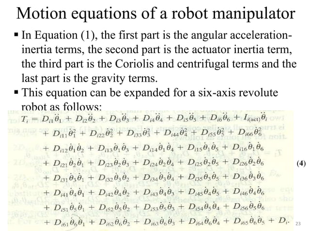 Robotics ch 4 robot dynamics | PPTX