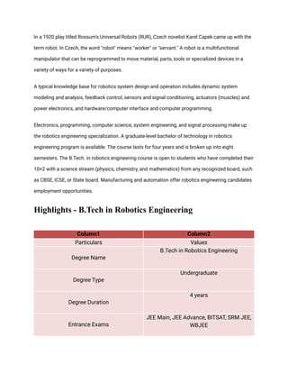 Robotics Engineering Courses.pdf | Postgraduate Education | College ...