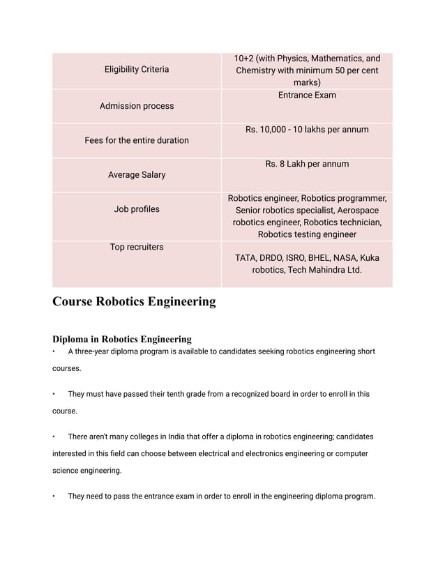 Robotics Engineering Courses.pdf | Postgraduate Education | College ...