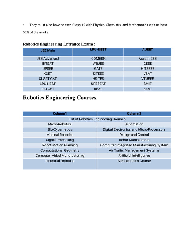 Robotics Engineering Courses.pdf | Postgraduate Education | College ...