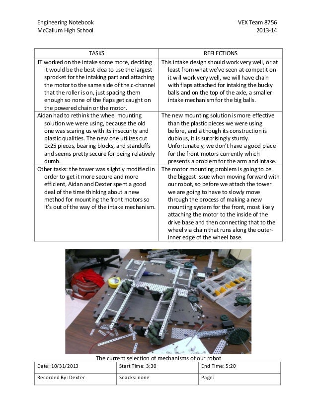 2013-14 VEX Toss Up Engineering Notebook