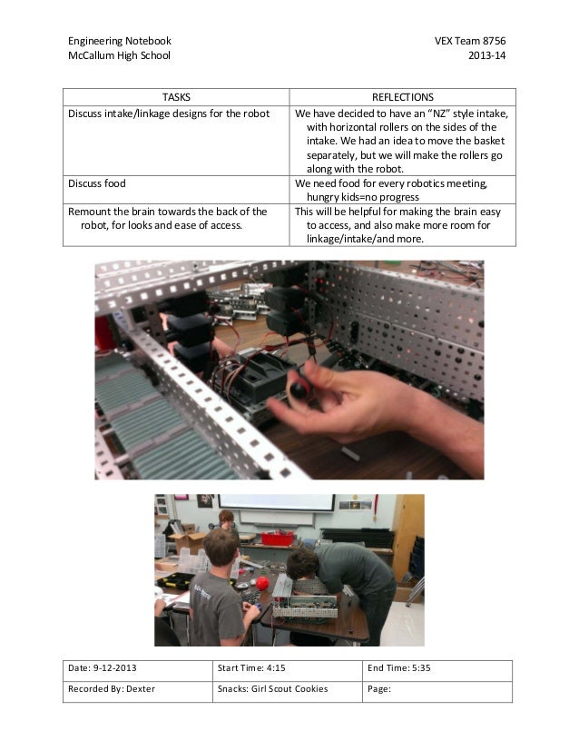 2013-14 VEX Toss Up Engineering Notebook
