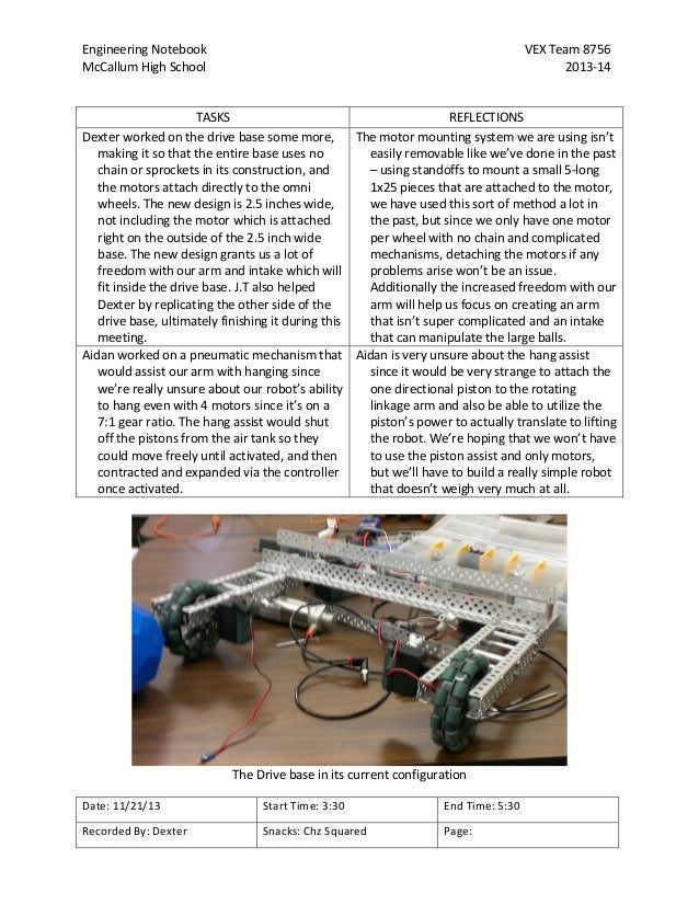 2013-14 VEX Toss Up Engineering Notebook