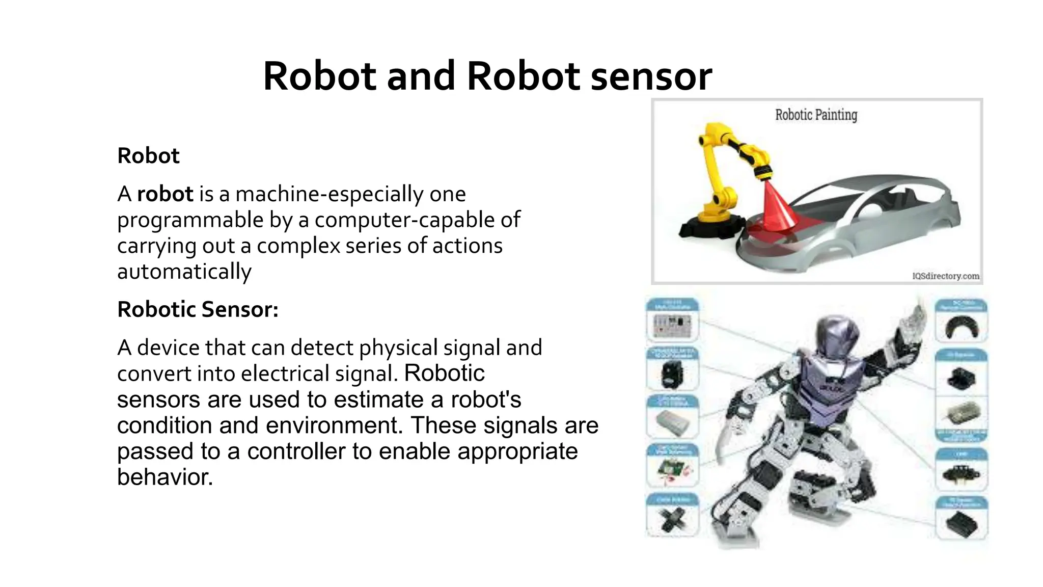 Robotic Sensors details internal and external | PPTX