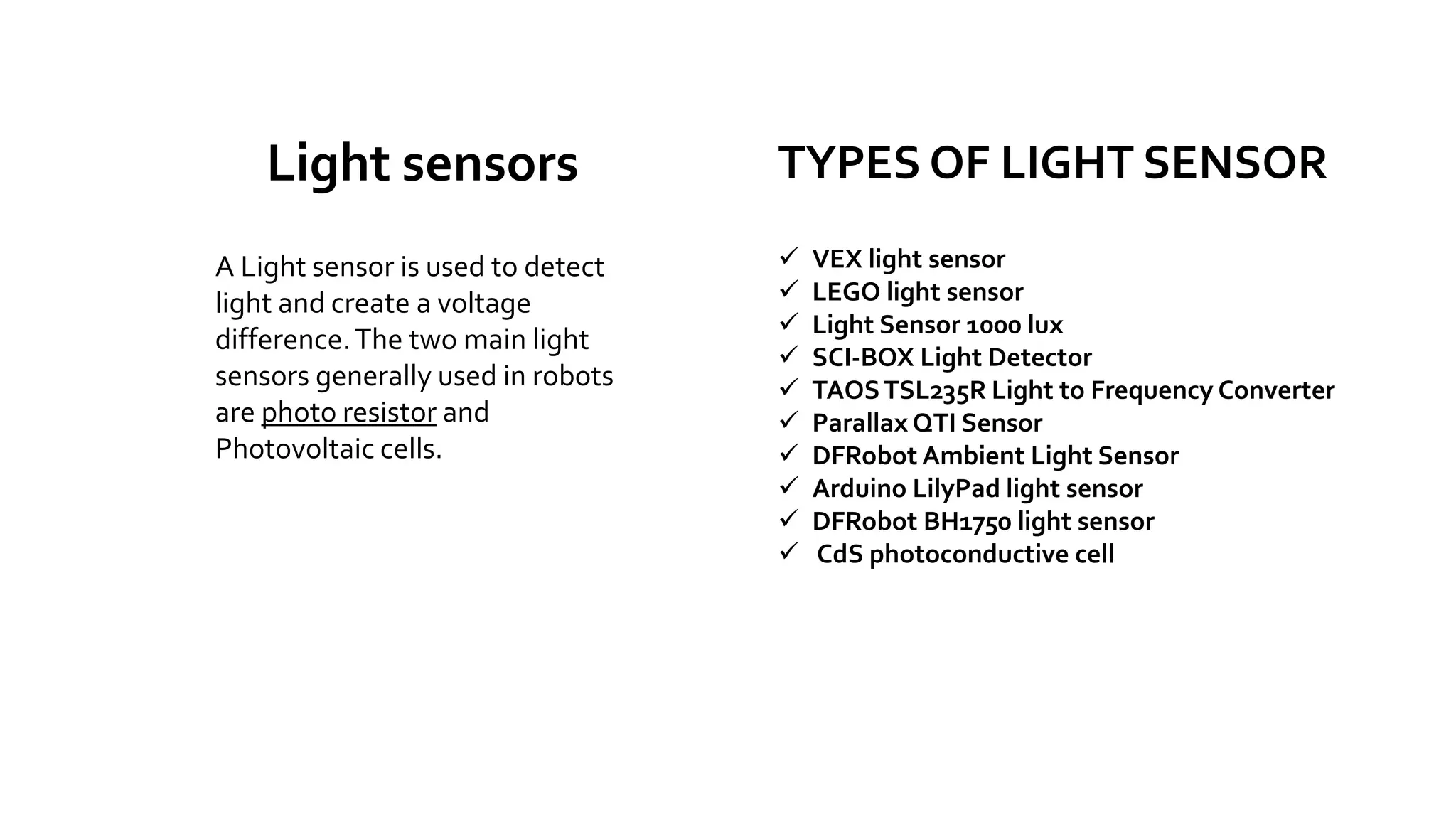 Robotic Sensors details internal and external | PPTX