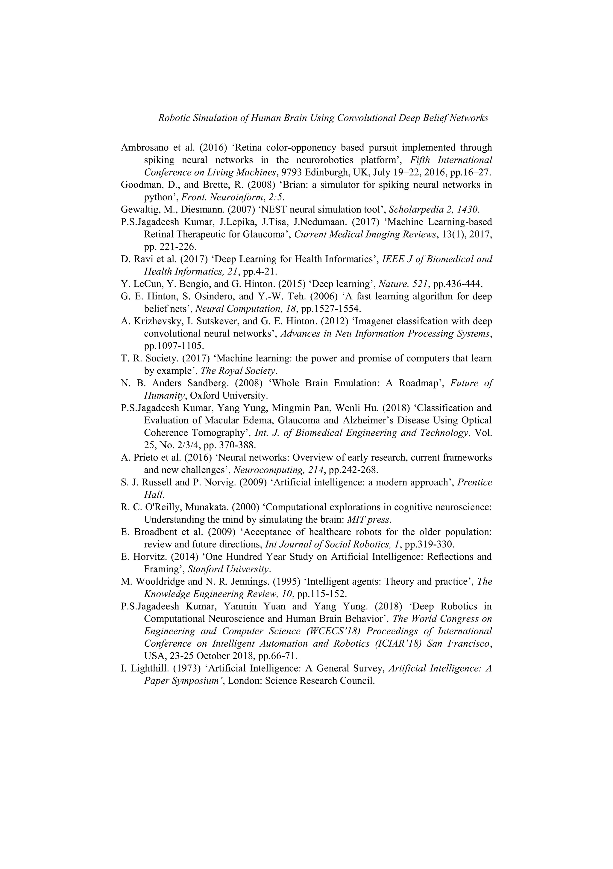 Robotic Simulation Of Human Brain Using Convolutional Deep Belief Networks Pdf