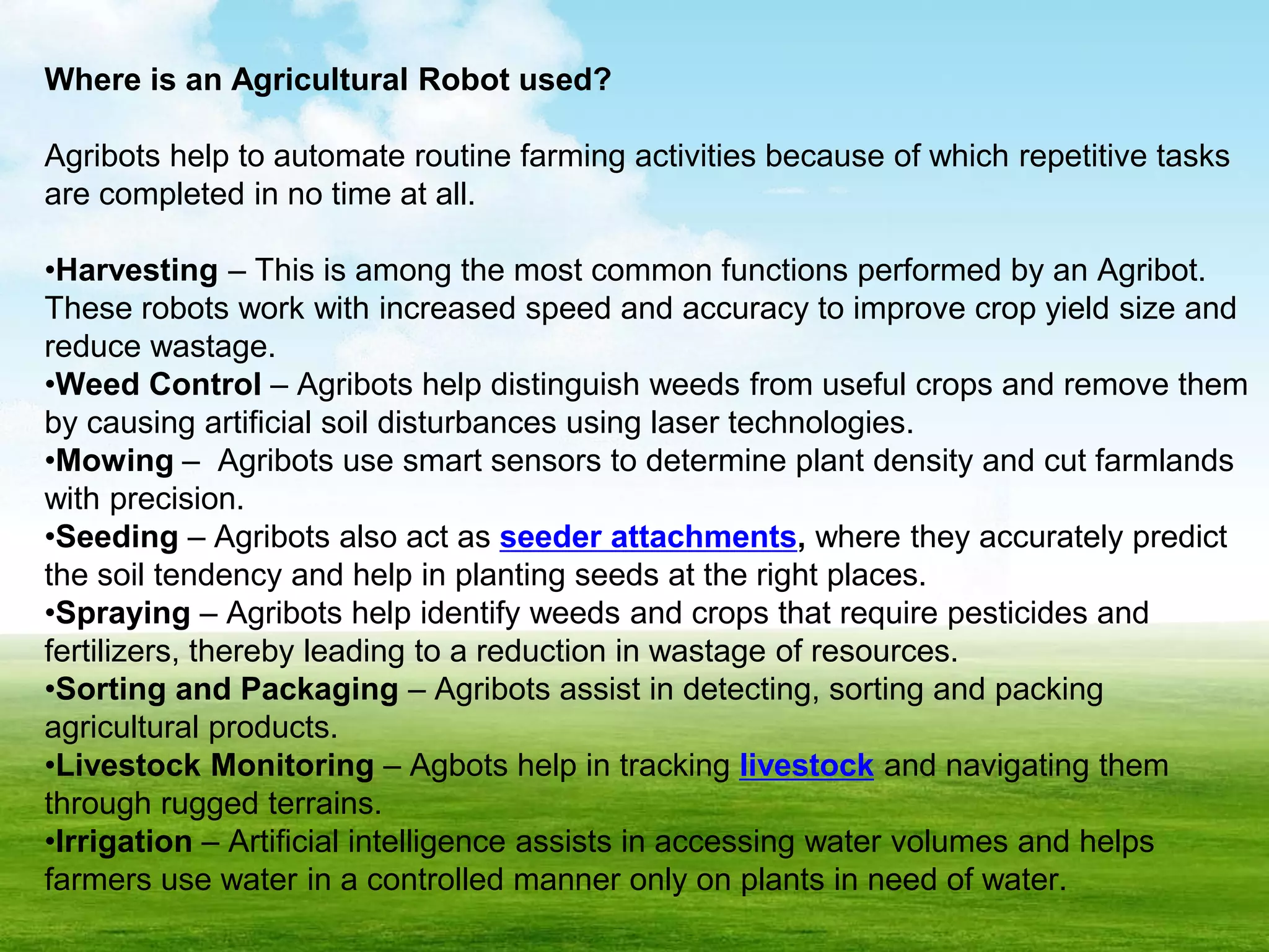 Pivot System and Robotics in Agriculture. | PPTX