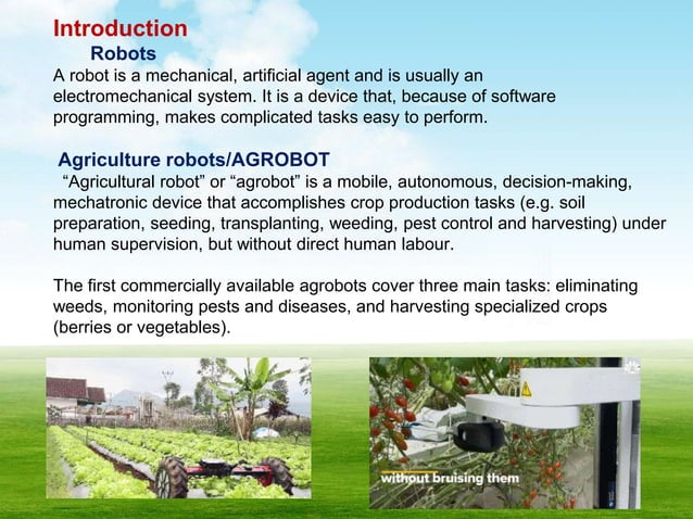 Pivot System and Robotics in Agriculture. | PPTX | Agriculture | Industries