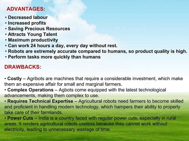Pivot System and Robotics in Agriculture. | PPTX | Agriculture | Industries