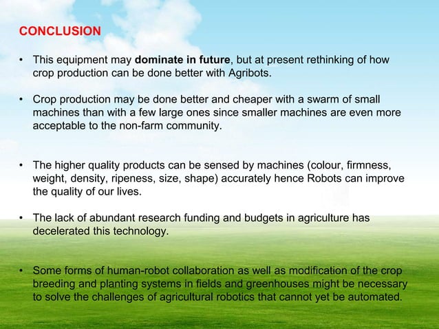 Pivot System and Robotics in Agriculture. | PPTX | Agriculture | Industries