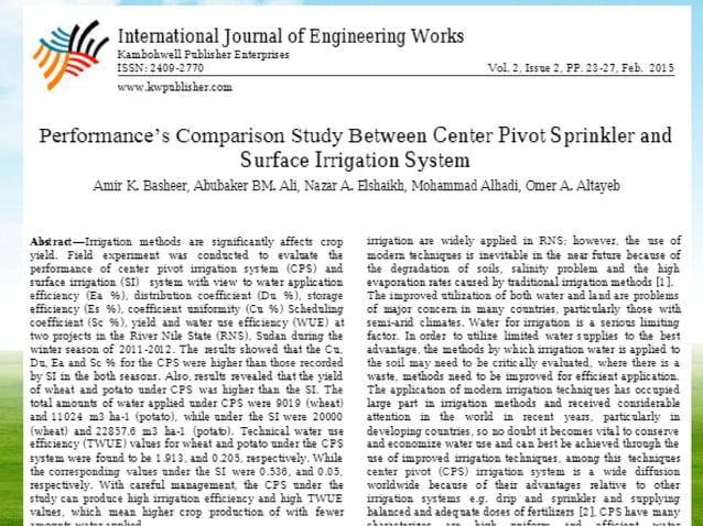 Pivot System and Robotics in Agriculture. | PPTX | Agriculture | Industries