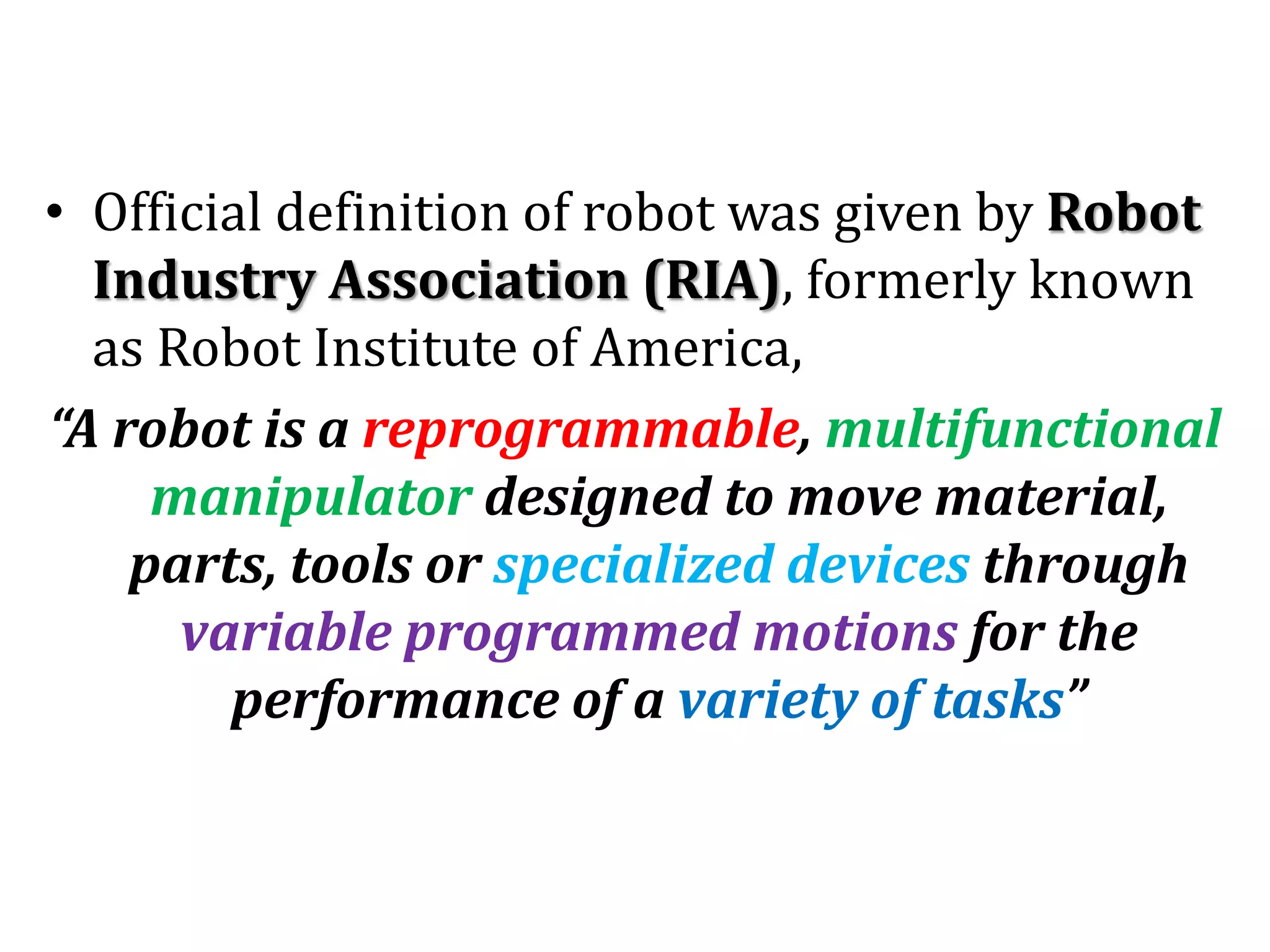 Robotics and Automation basic concepts | PPTX