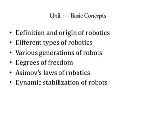 Robotics and Automation basic concepts | PPTX