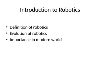 Robotics: Technology for the Future Presentation | PPTX