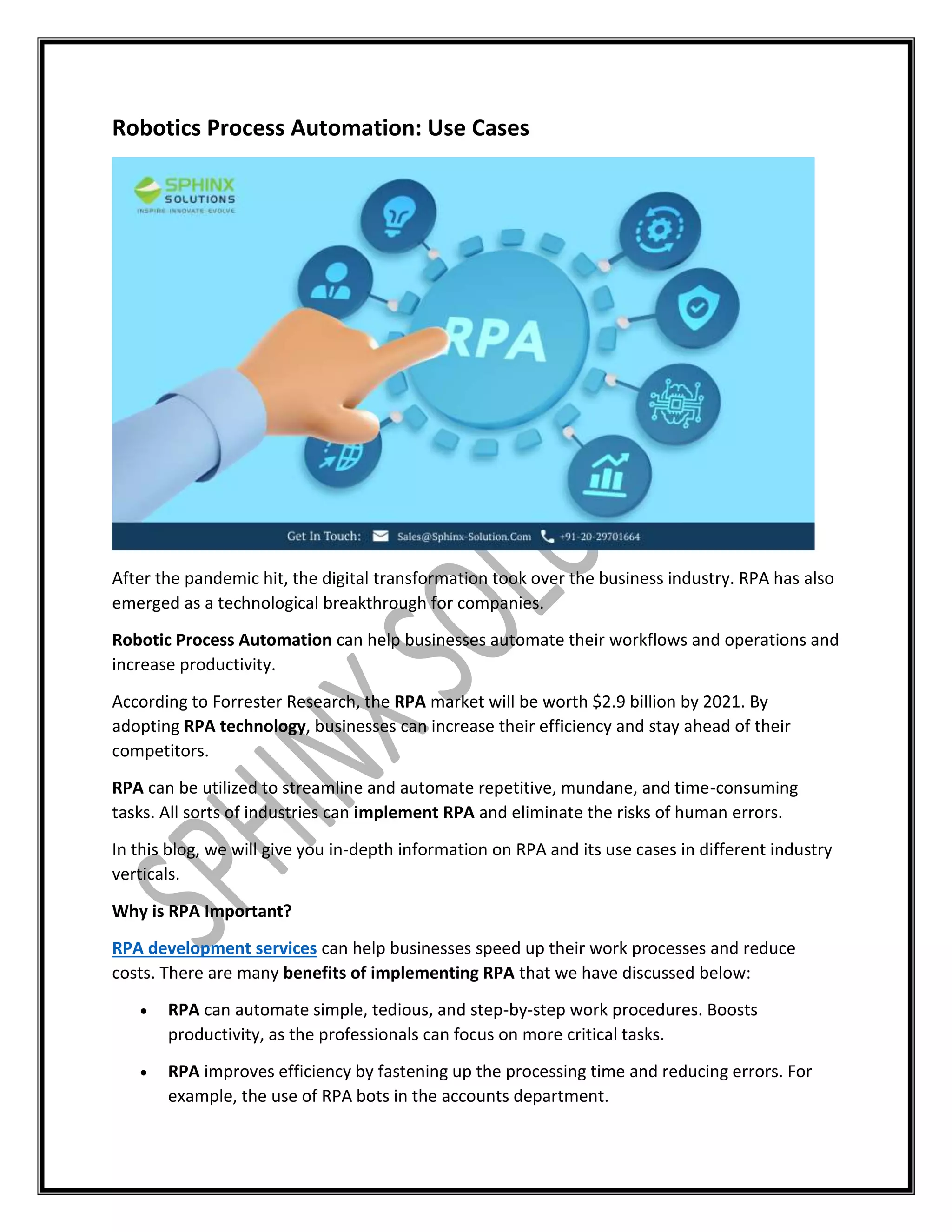 Robotics Process Automation Use Cases.pdf | Business I.T. | Business