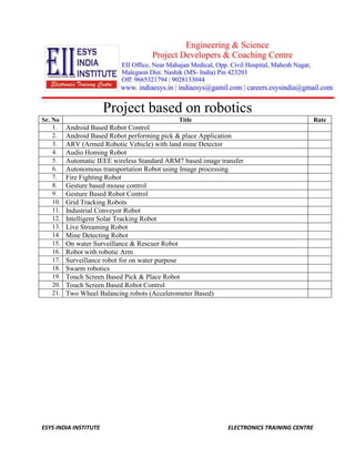 Robotics project list | PDF