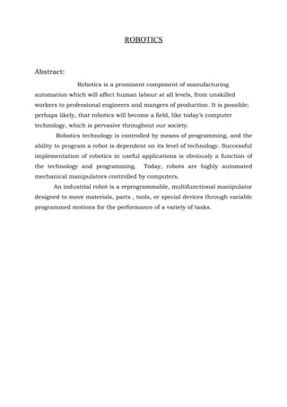 NareshDandu92 Robotics seminar | PDF