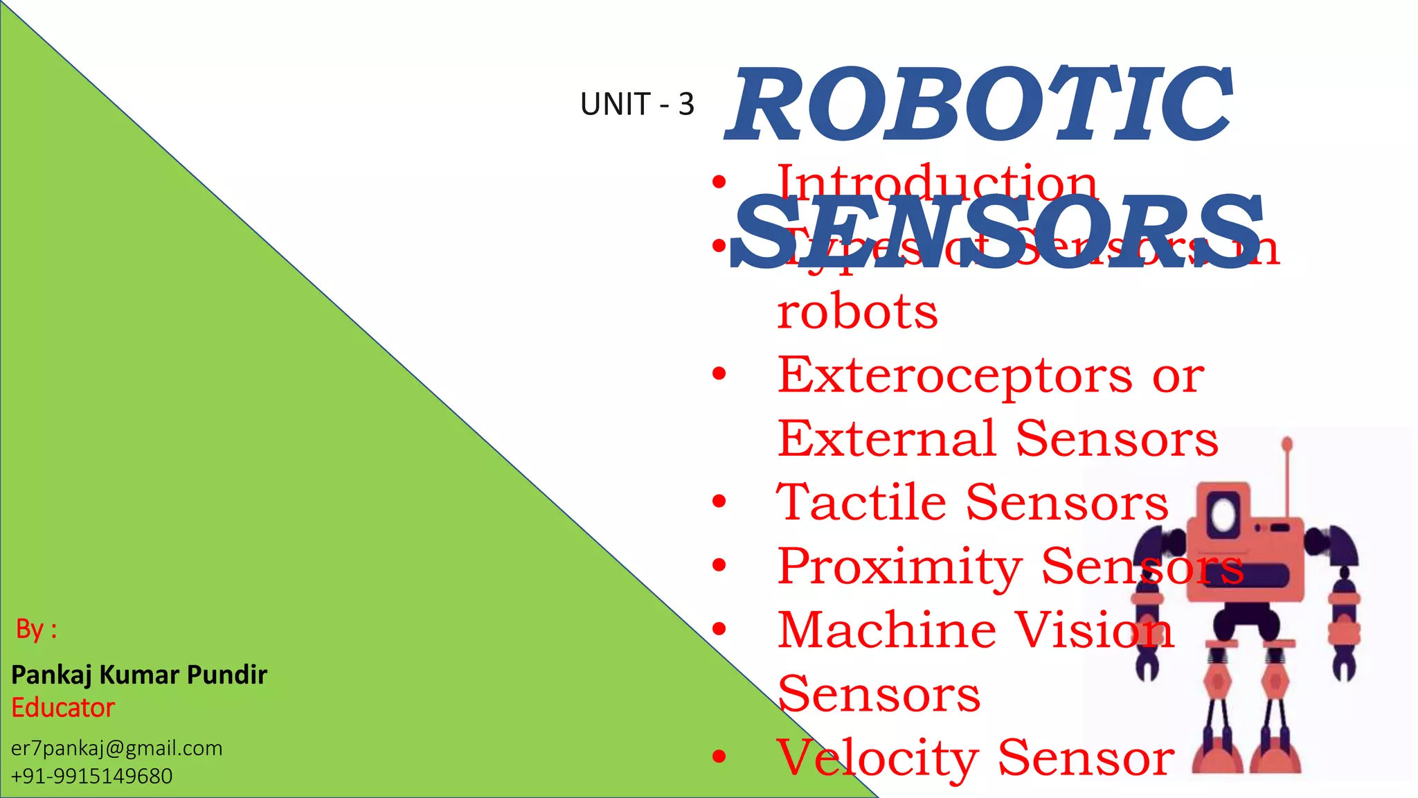 Robotics sensors | PPTX