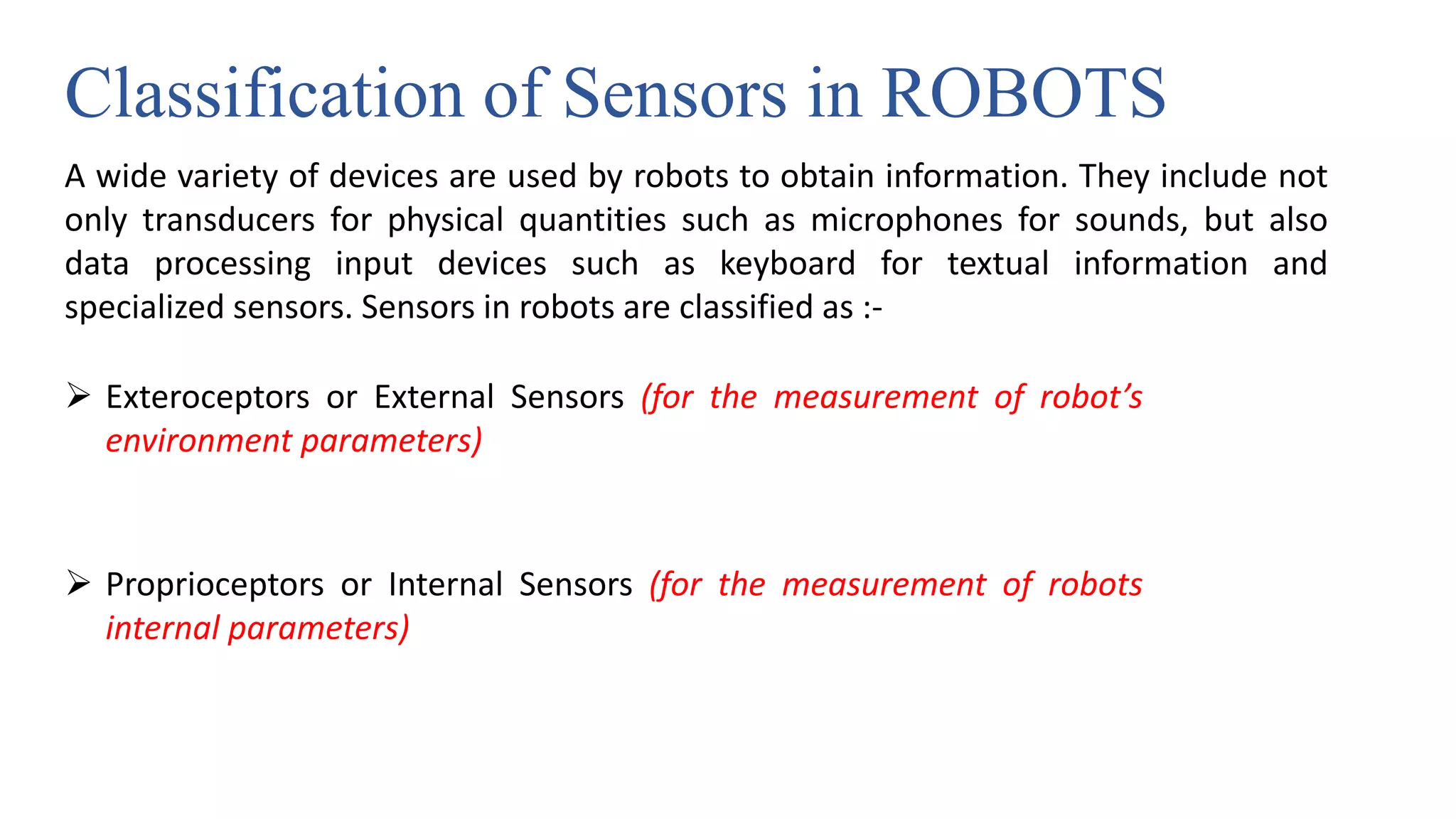 Robotics sensors | PPTX