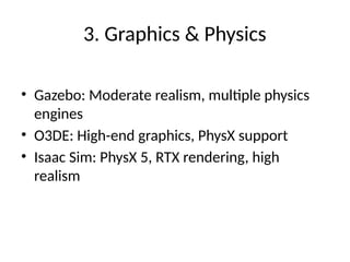 robotics_sim_comparison.pptx gazebo and others | PPTX