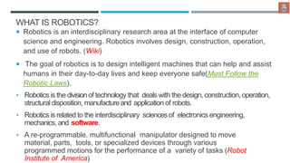 introduction to Robotics (the role of computer science) | PPTX