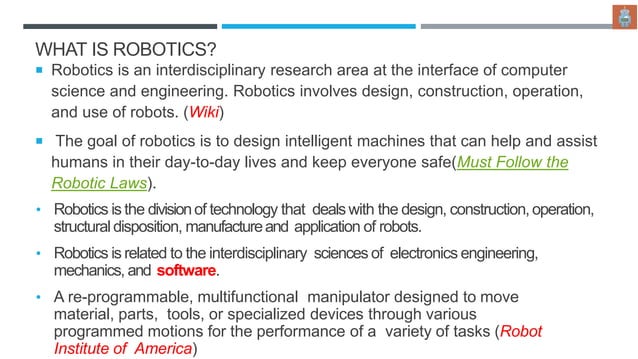 Introduction To Robotics The Role Of Computer Science Pptx Robotics Technology And Computing