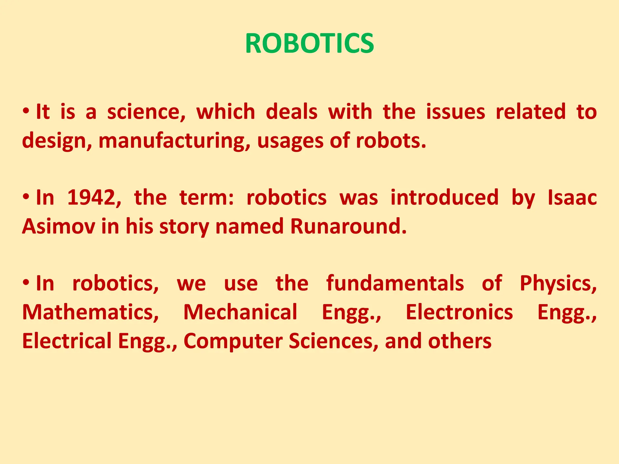 Robotica And Automation Robotics Introduction Ppt