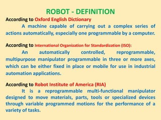 robotica and automation . robotics introduction | PPT